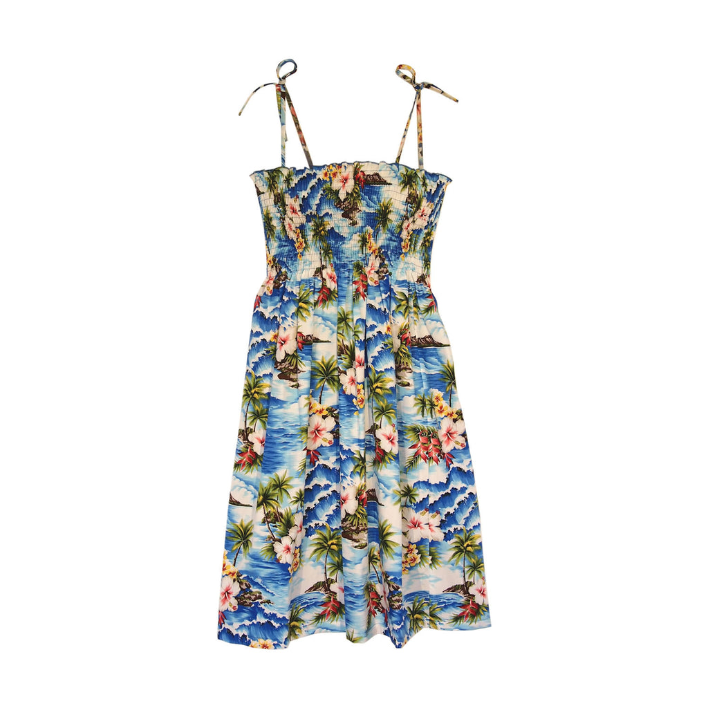 Lagoon Blue Short Hawaiian Smocked Sundress – PapayaSun