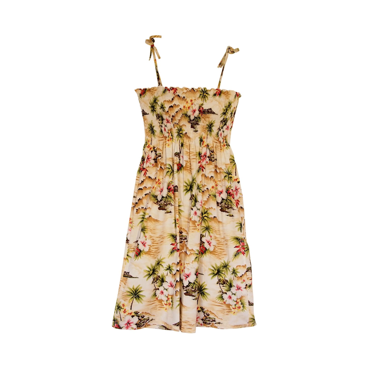 Maize Cream Short Hawaiian Smocked Sundress – PapayaSun